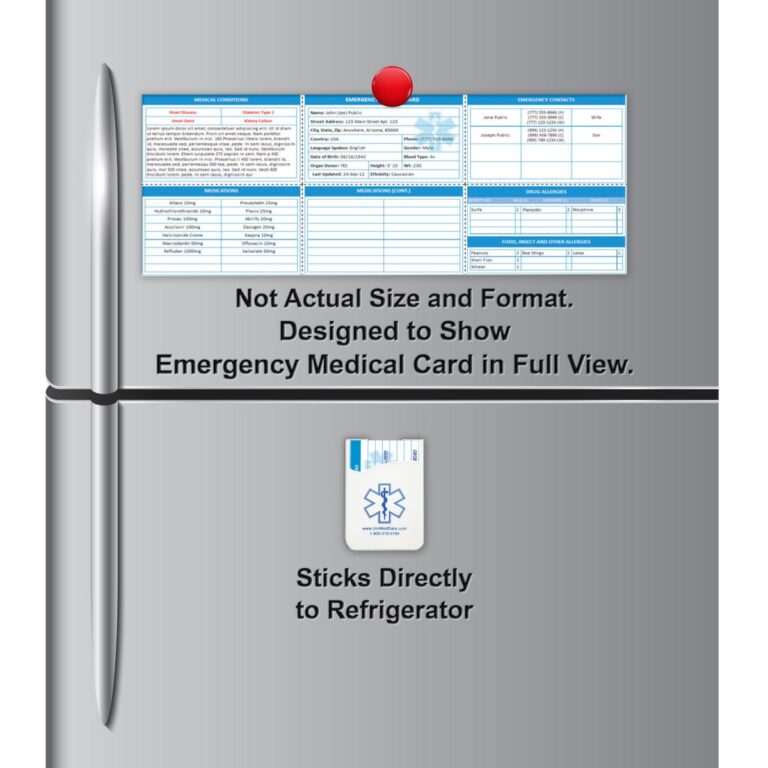 Emergency Medical Cards Includes Protective Sleeves – In Case of ...