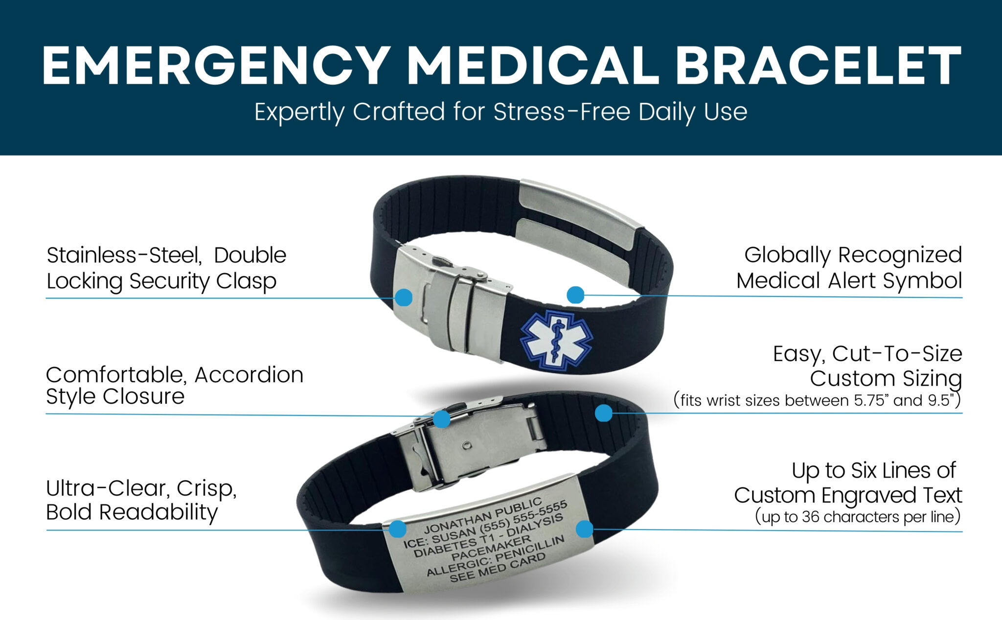 Sport Medical Alert Bracelet for Men & Women – Customizable ...