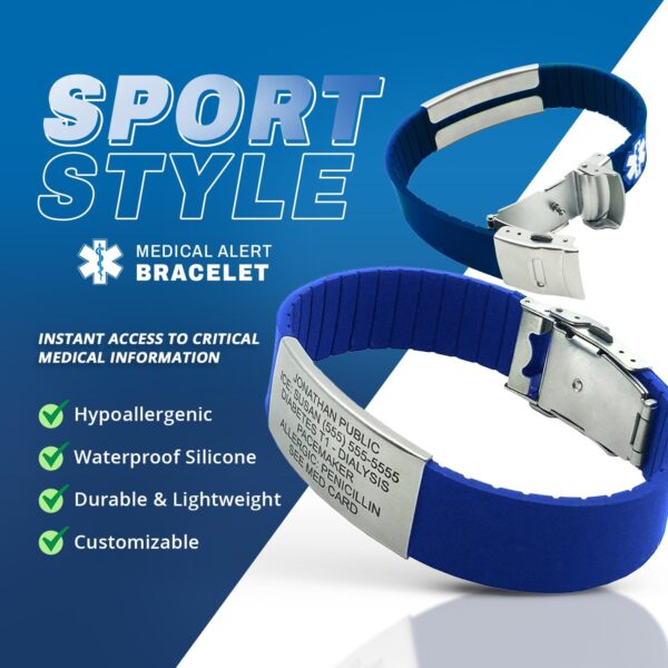 Sport Medical Alert Bracelet for Men & Women – Customizable ...