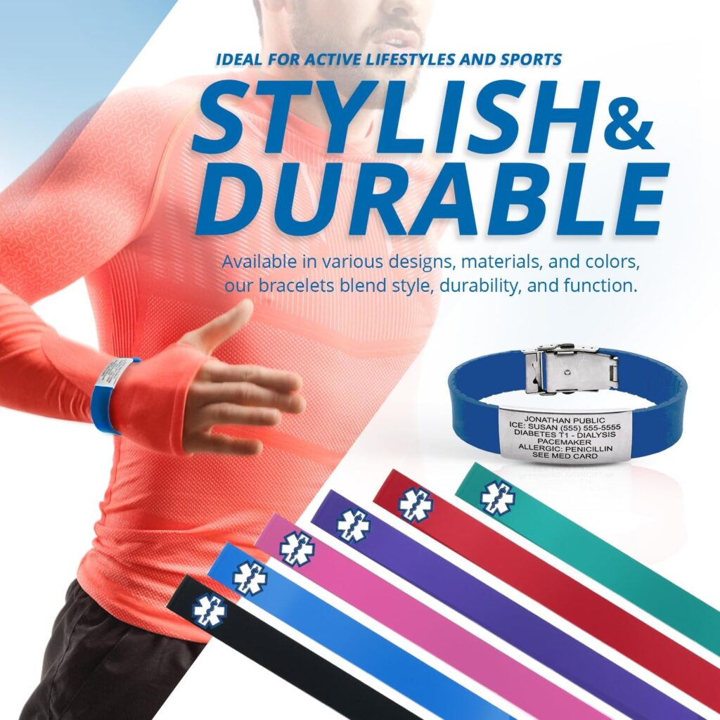 Sport Medical Alert Bracelet for Men & Women – Customizable ...